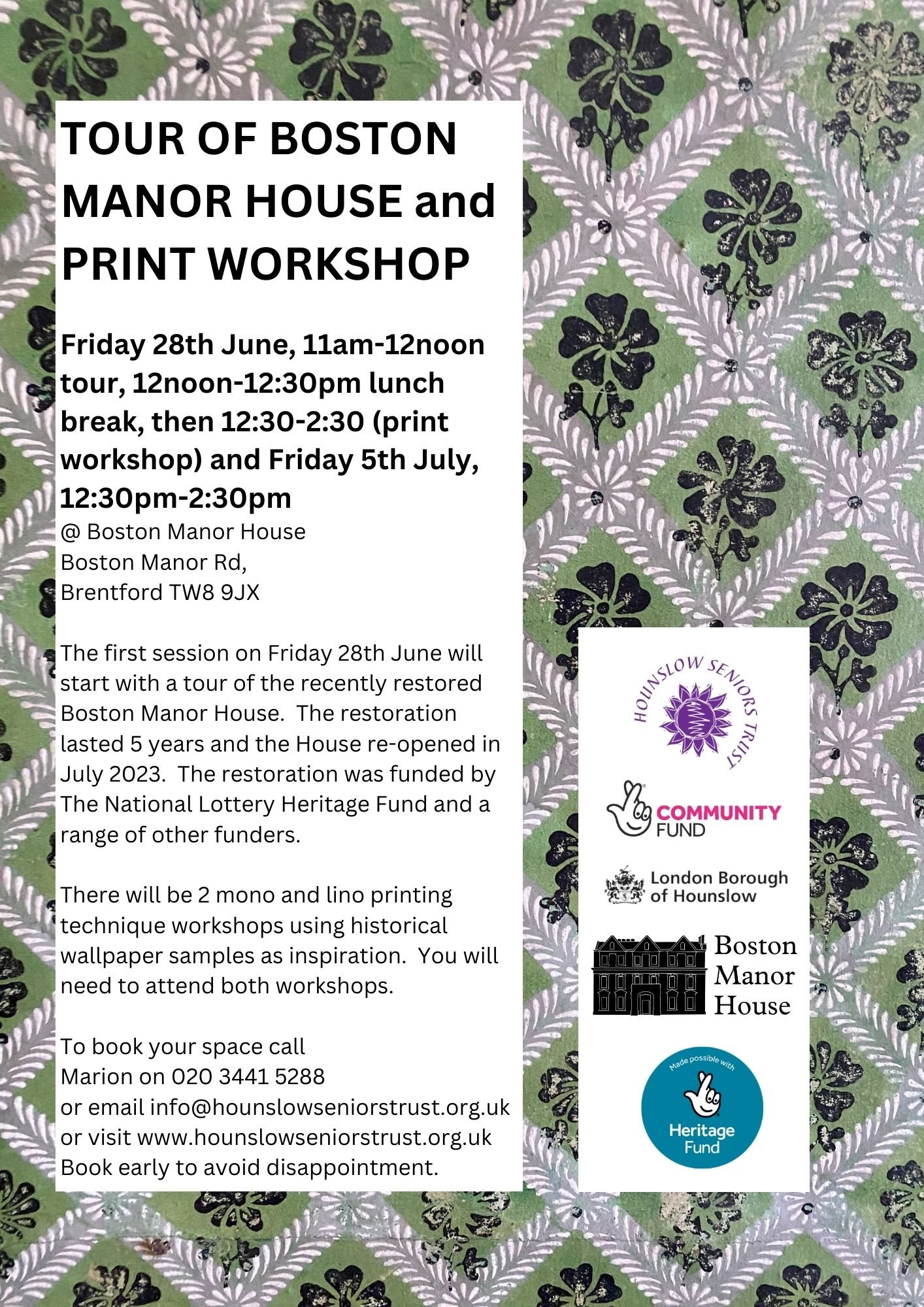 Tour of Boston Manor House and Print Workshop - Hounslow Seniors Trust